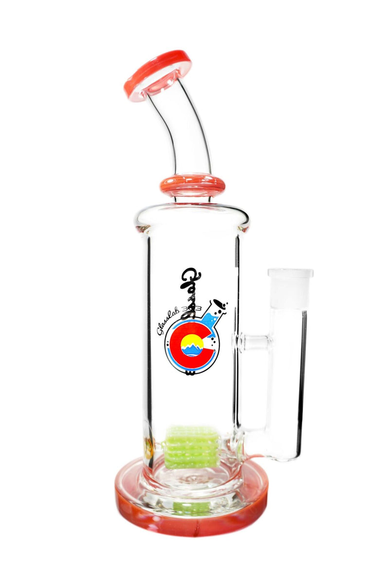 Colored Lace Rectangle Rig – Smoke Glass Vape