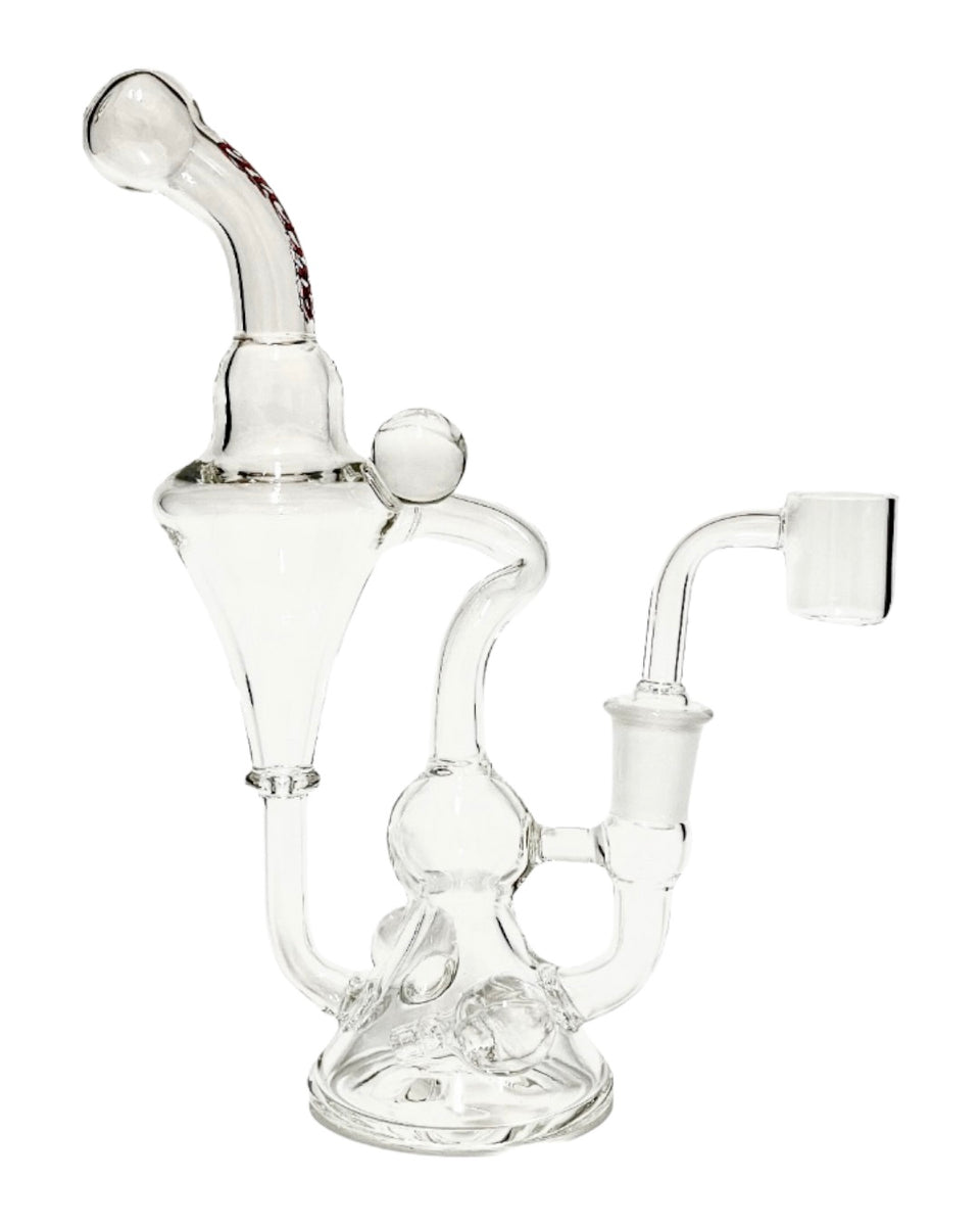 Encore Clear Marble Recycler Dab Rig – Smoke Glass Vape